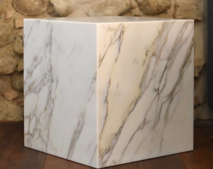 Calacatta Gold Marble Plinth Honed - Minimalist Table - Etsy