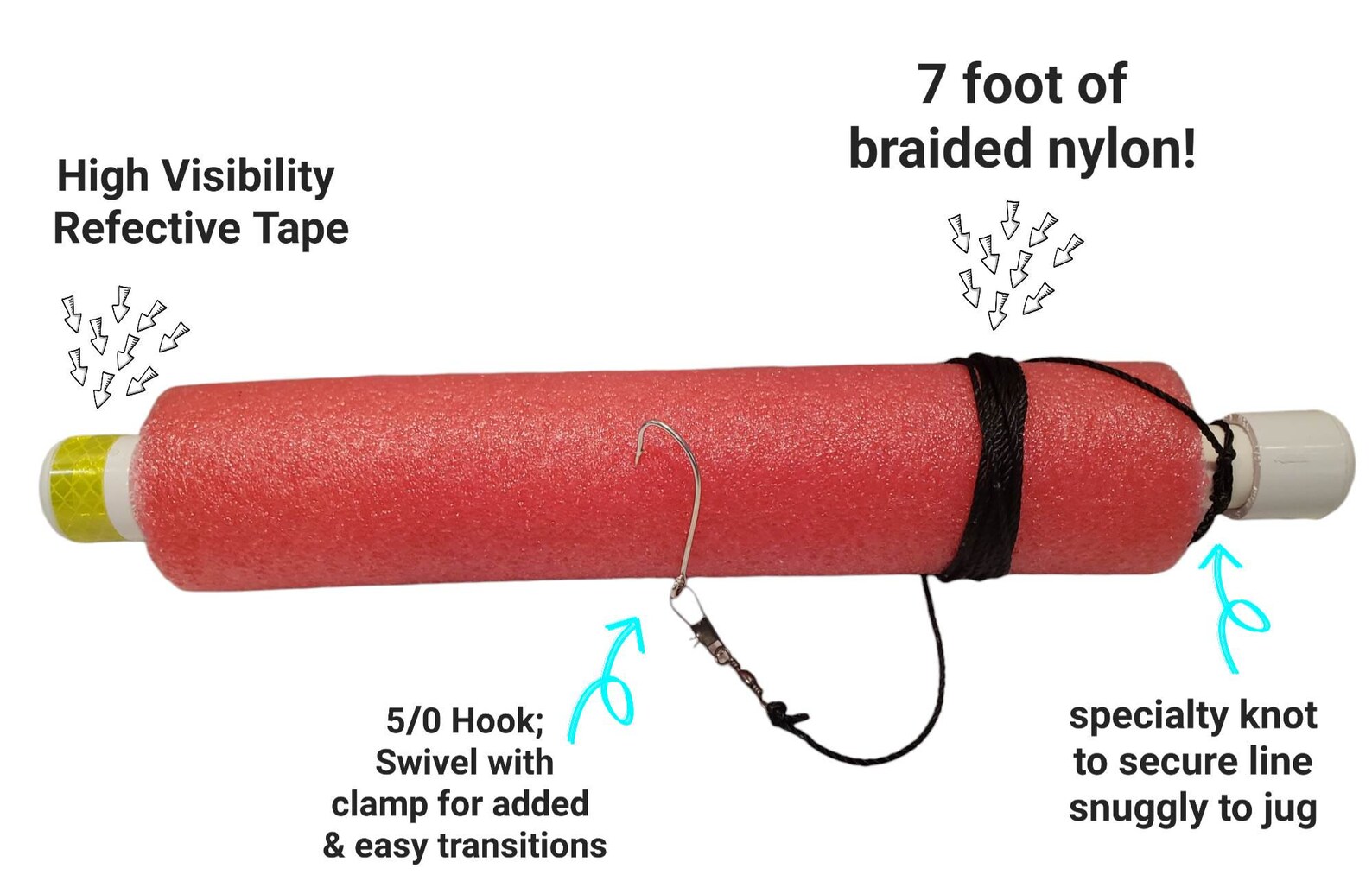 Cajun Catfish Jugline Fishing Noodle Jugs, Weighted, Lot of 10, 20in ...