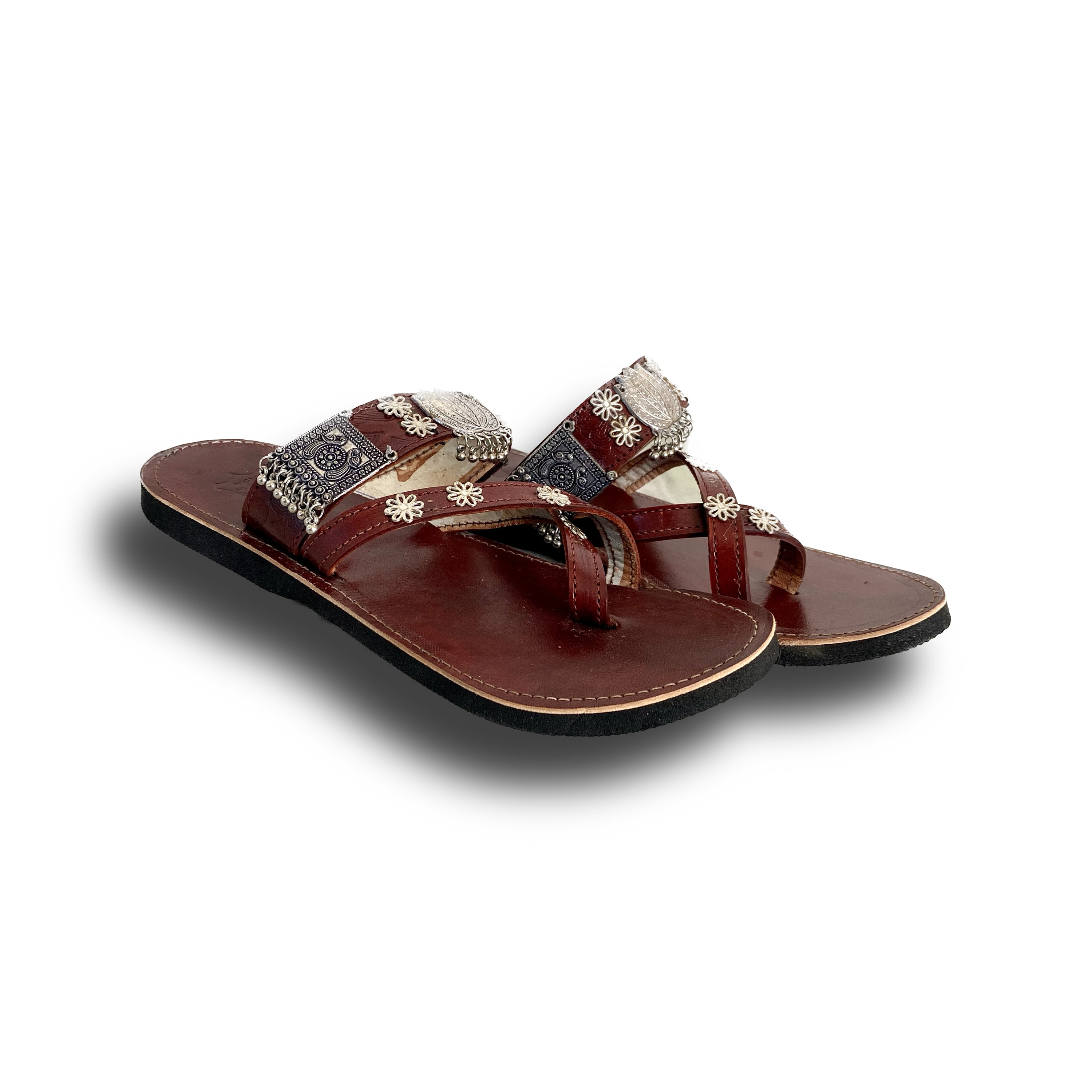 Indian Women Handmade Leather Sandals, Slippers for Women, Indian Flat ...