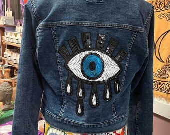 All Seeing Eye Denim Jacket M - Etsy