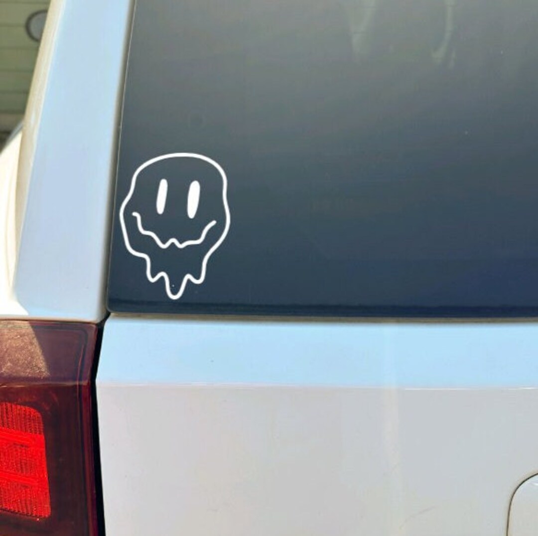 Melting Smiley Face Vinyl Decal, Smile Decal, Sarcastic Bumper Sticker ...