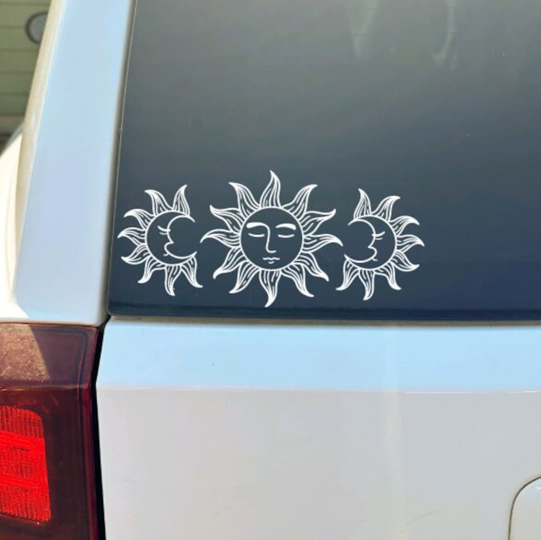 Triple Sun Decal, Boho Car Decal, Sun Ray Car Decal, Witchy Decal ...
