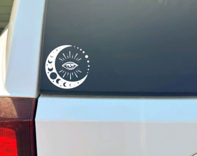 Holographic Moon Phase Decal, Moon Car Decal, Astrology Decal, Witchy ...