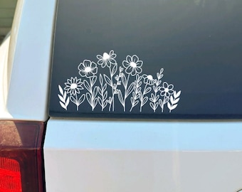 Wildflower Decal, Boho Car Decal, Flower Car Decal, Plant Lover Decal ...