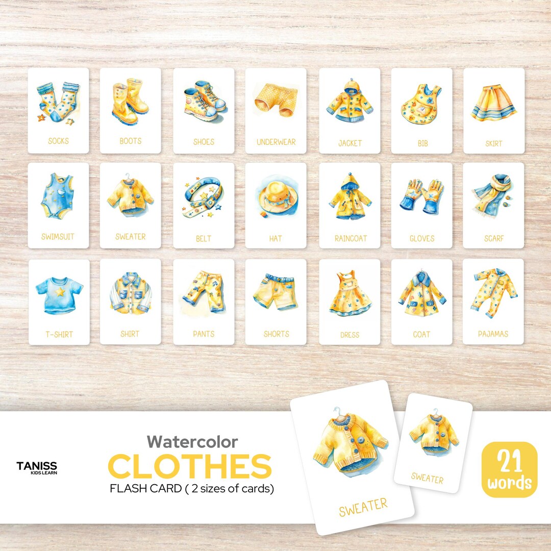 21 Clothes Flash Cards – Montessori-inspired 3-part Printable Learning ...