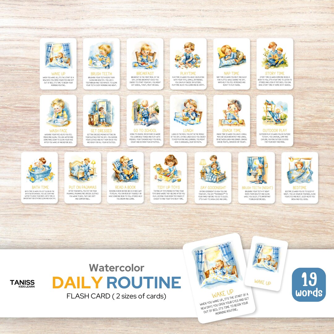 19 Daily Routine Flash Cards – Montessori-inspired 3-part Printable ...