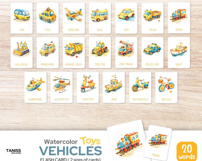 20 Vehicles & Toys Flash Cards – Montessori-inspired 3-part Printable ...