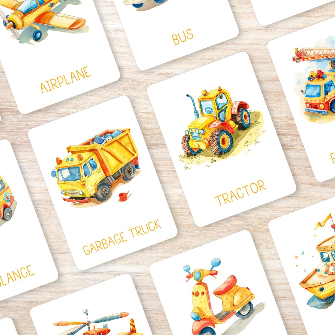 20 Vehicles & Toys Flash Cards – Montessori-inspired 3-part Printable ...