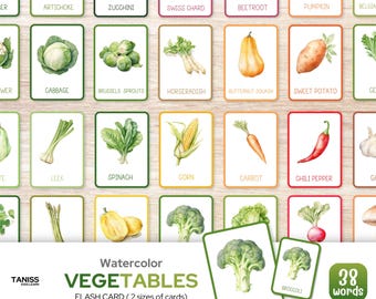 38 Vegetables Flash Cards – Montessori-inspired 3-part Printable Set ...