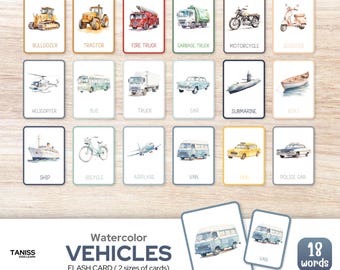 18 Vehicles Flash Cards – Montessori-inspired 3-part Printable Set for ...