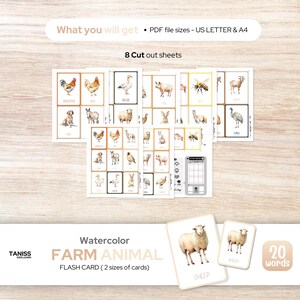 20 Farm Animal Flash Cards – Montessori-inspired 3-part Printable ...