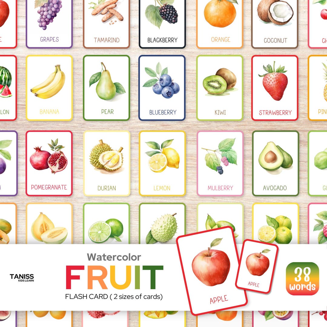 38 Fruit Flash Cards – Montessori-inspired 3-part Printable Learning ...