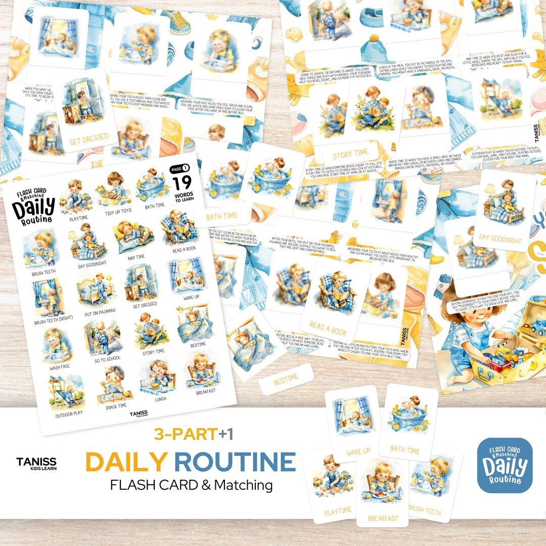 Daily Routine Flash Cards & Matching Picture – Montessori-inspired ...