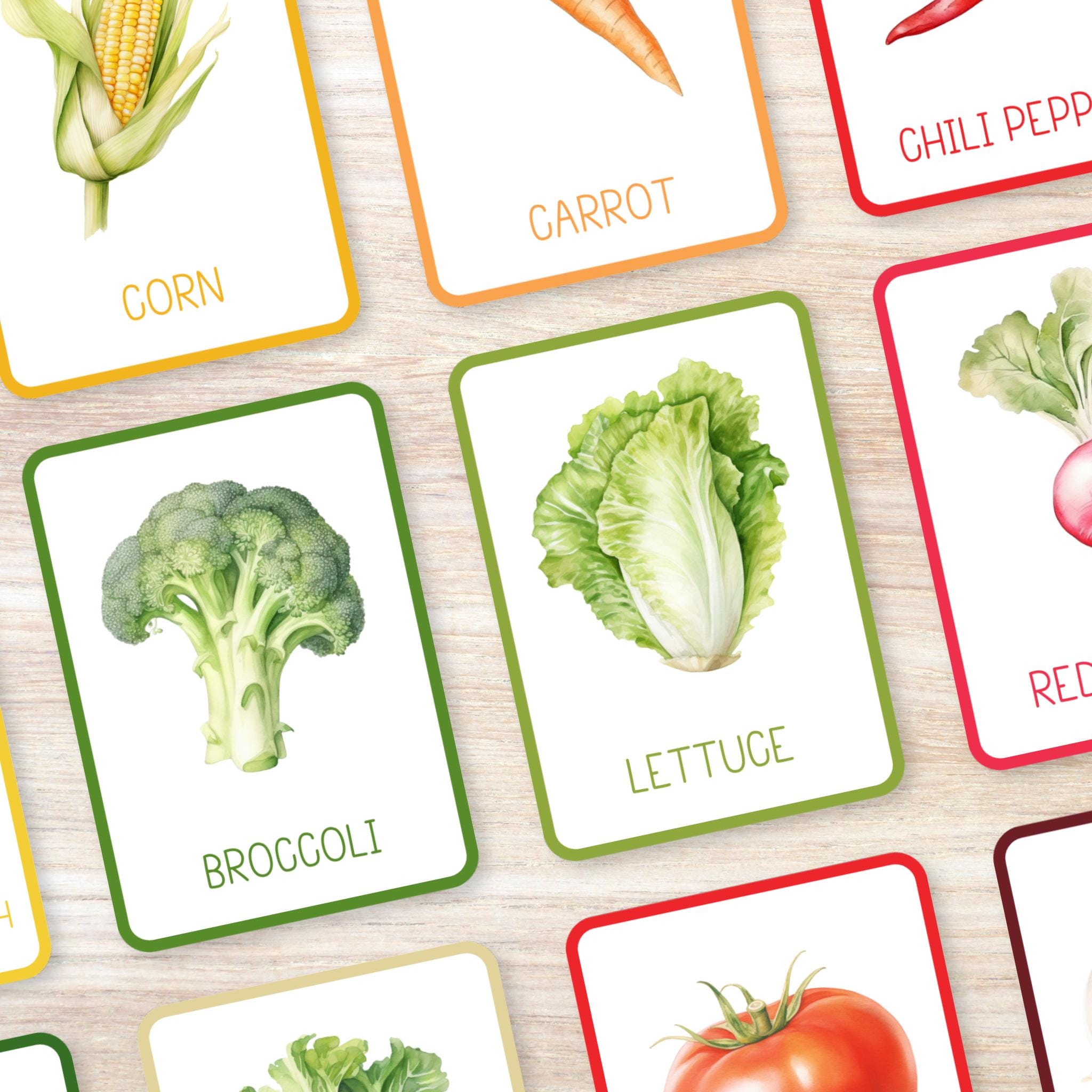38 Vegetables Flash Cards – Montessori-inspired 3-part Printable Set ...