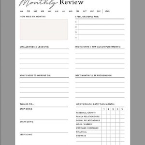 Monthly Review Planner - Etsy