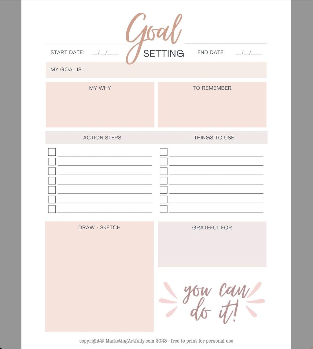 Pink Goal Setting Planner - Etsy