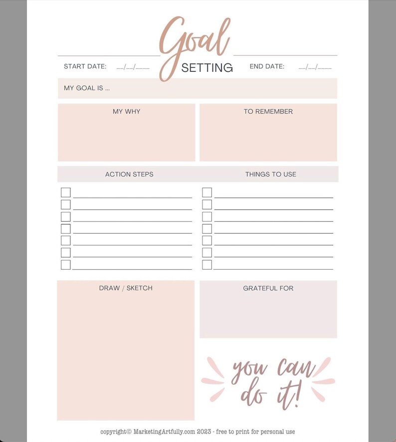 Pink Goal Setting Planner - Etsy