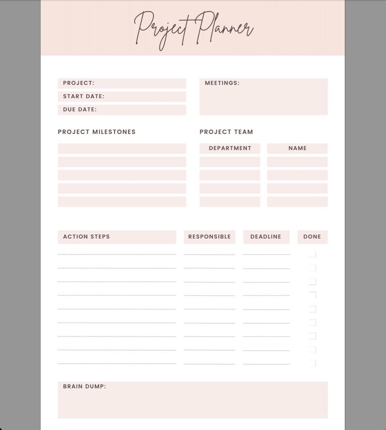 Project Planner With Milestones - Etsy