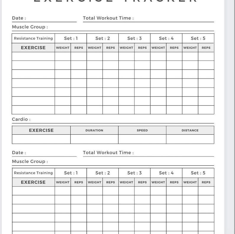 Exercise Tracker - Etsy