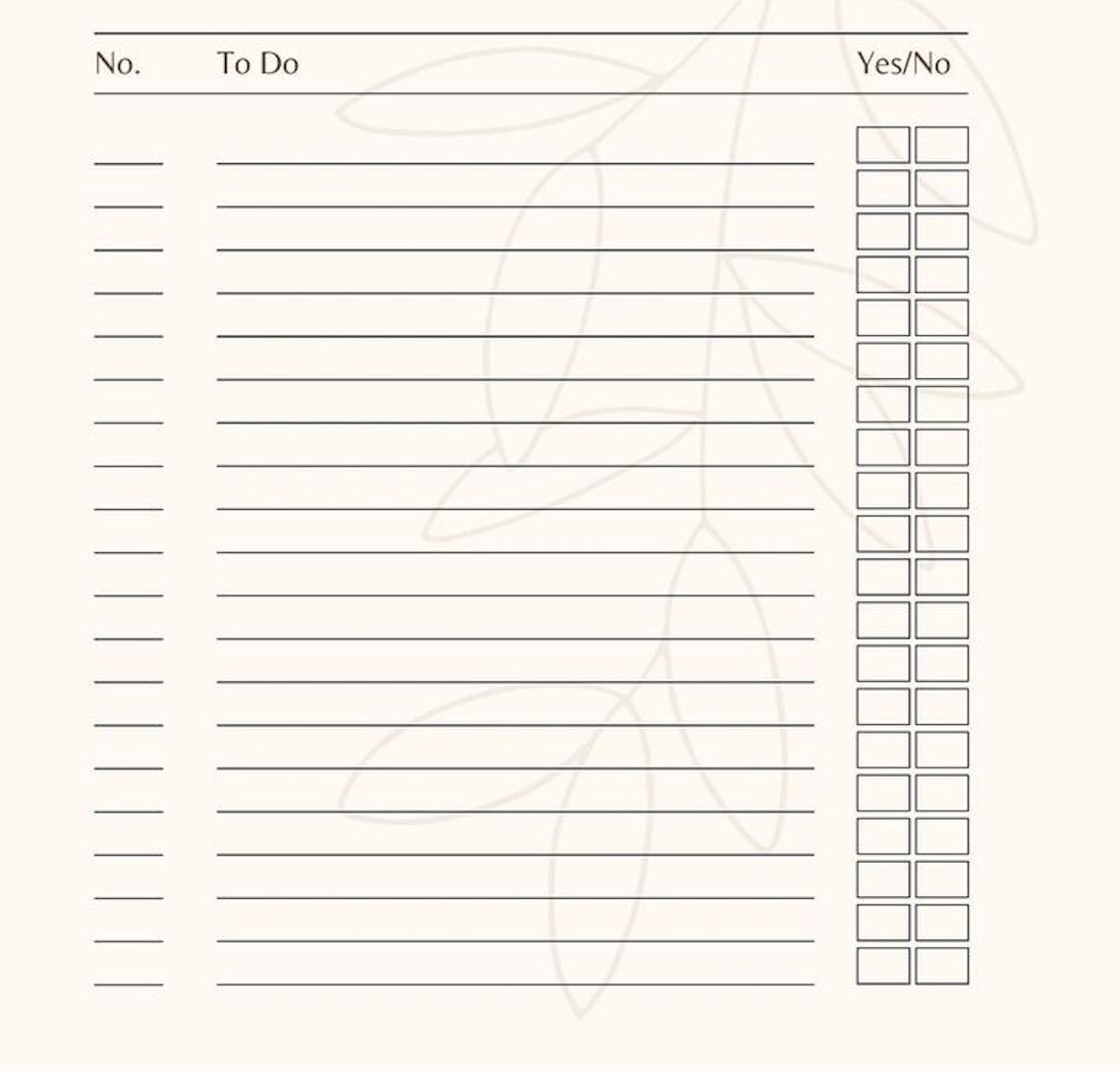 Beige To-do List With Leaf Pattern - Etsy