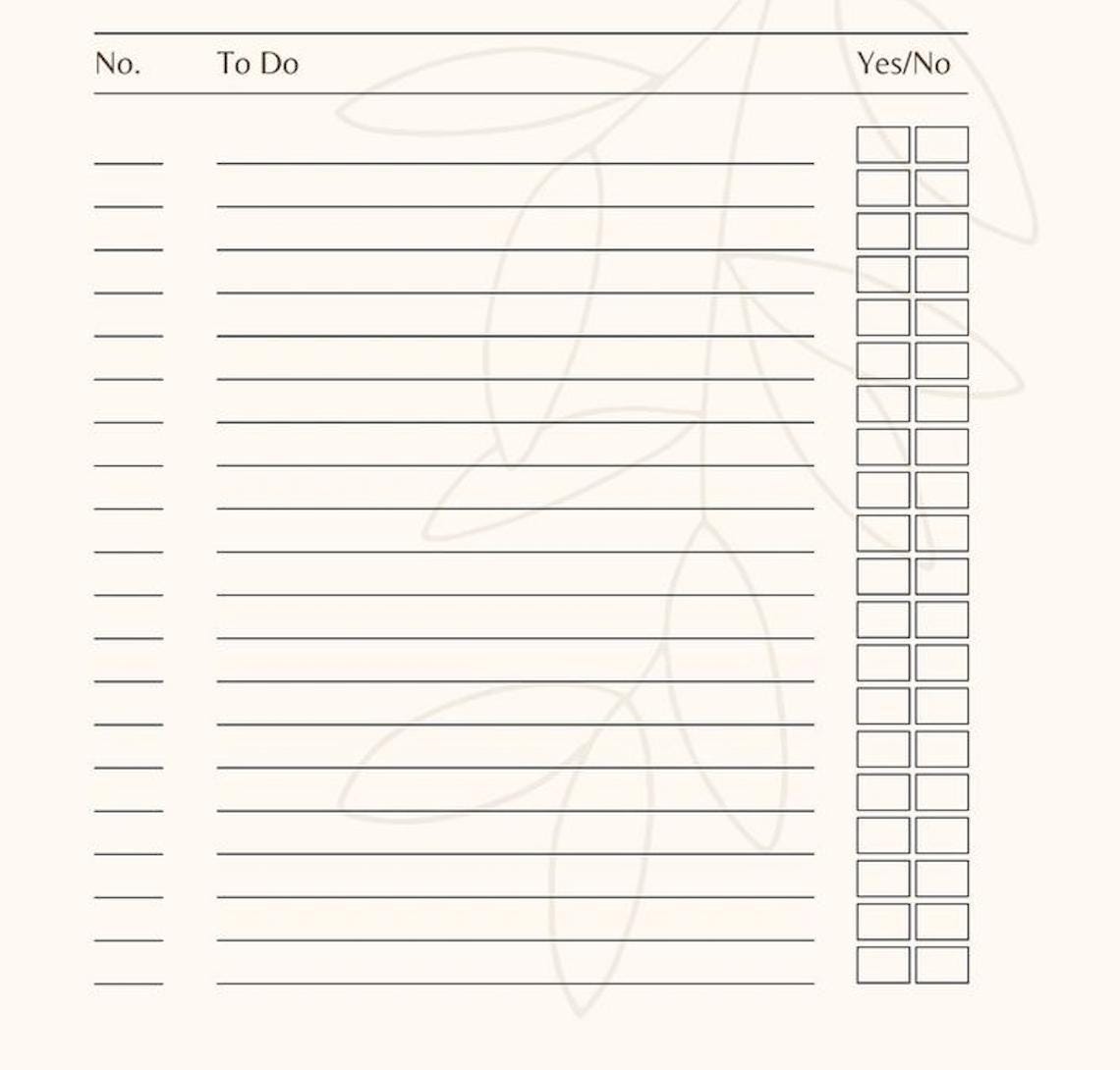 Beige To-do List With Leaf Pattern - Etsy