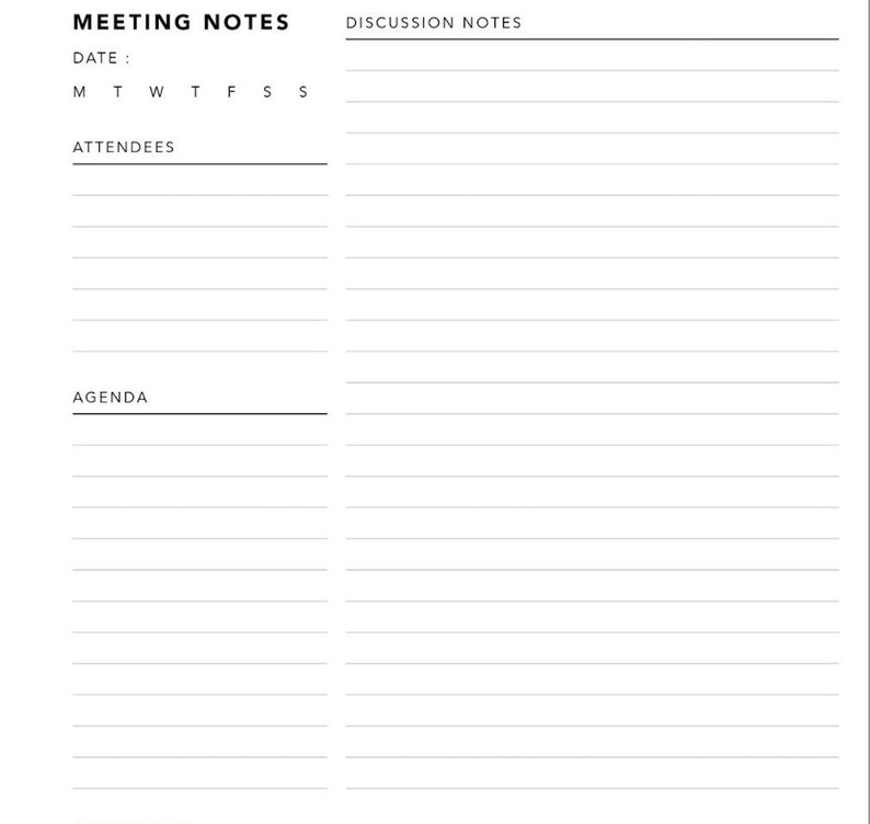 Meeting and Discussion Notes Planner - Etsy
