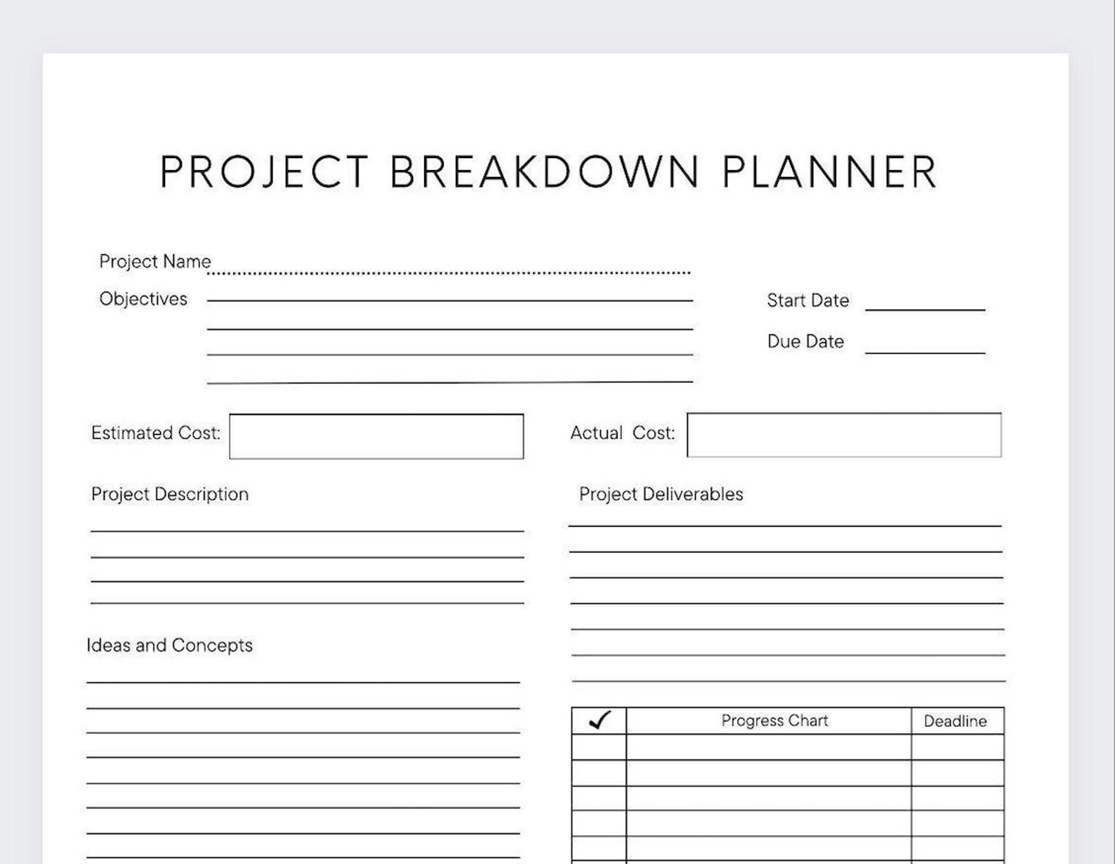 Project Breakdown Checklist/planner - Etsy