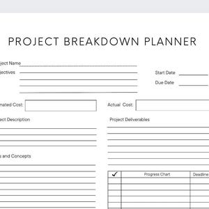 Project Breakdown Checklist/planner - Etsy