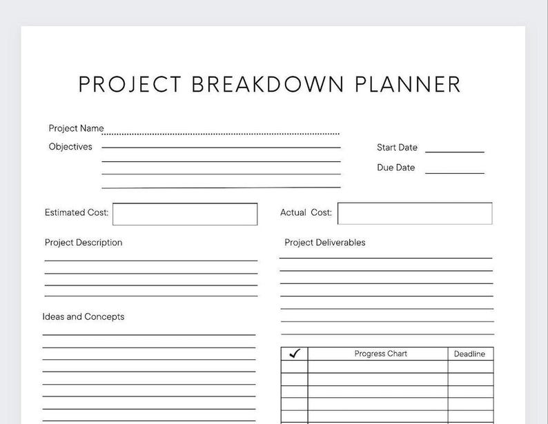 Project Breakdown Checklist/planner - Etsy