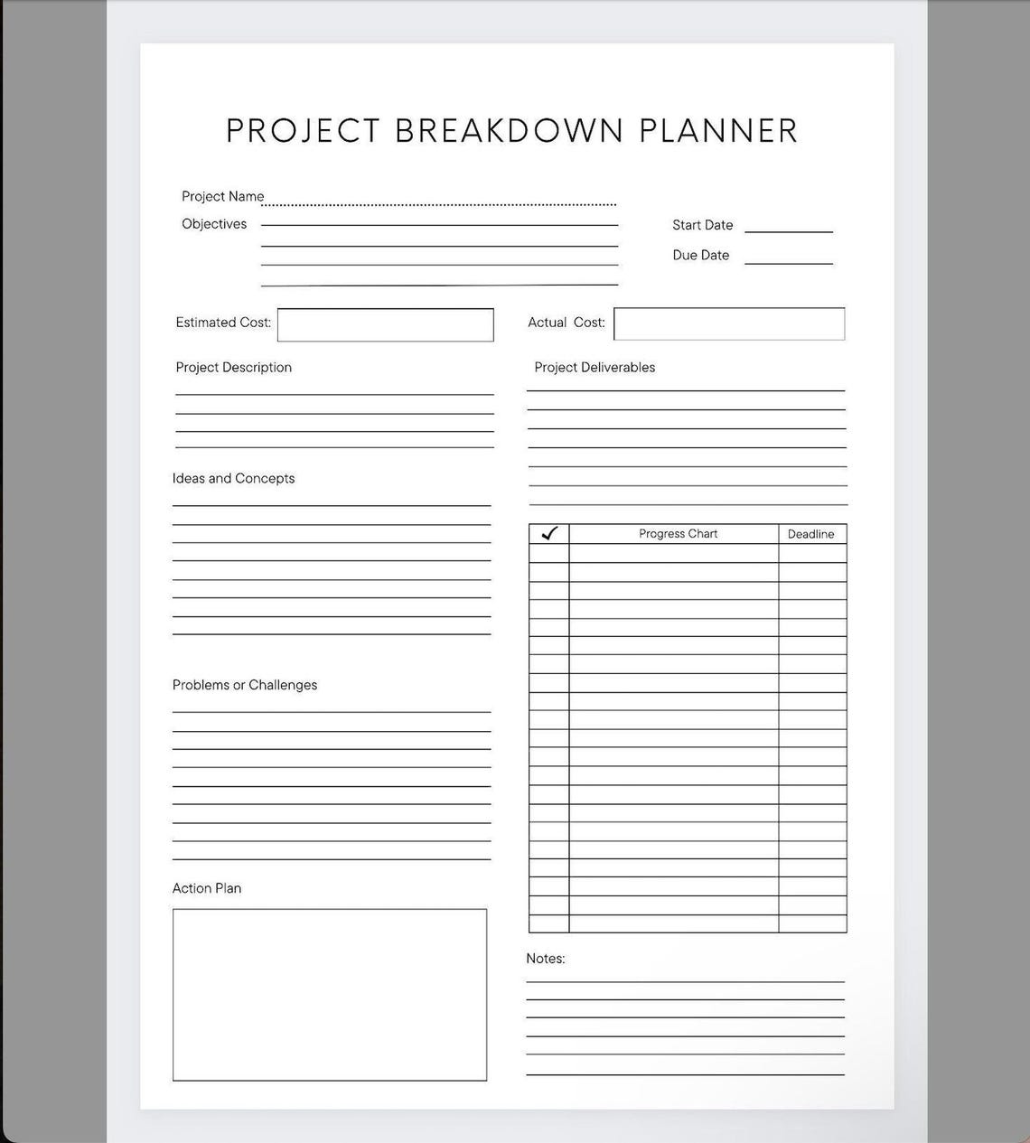 Project Breakdown Checklist/planner - Etsy