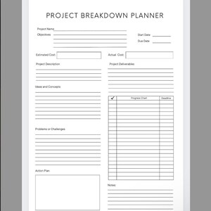Project Breakdown Checklist/planner - Etsy