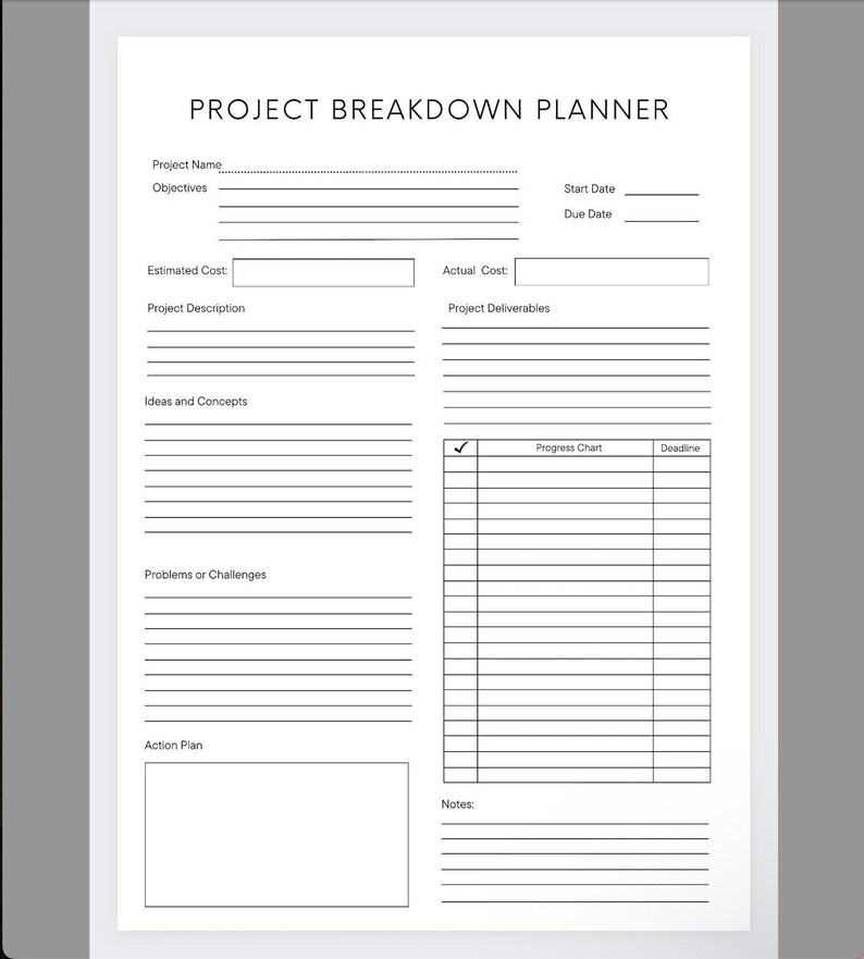Project Breakdown Checklist/planner - Etsy