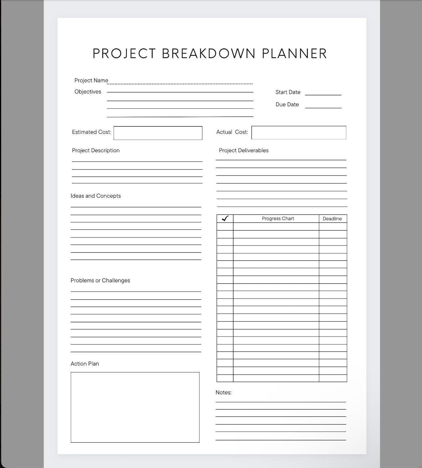 Project Breakdown Checklist/planner - Etsy