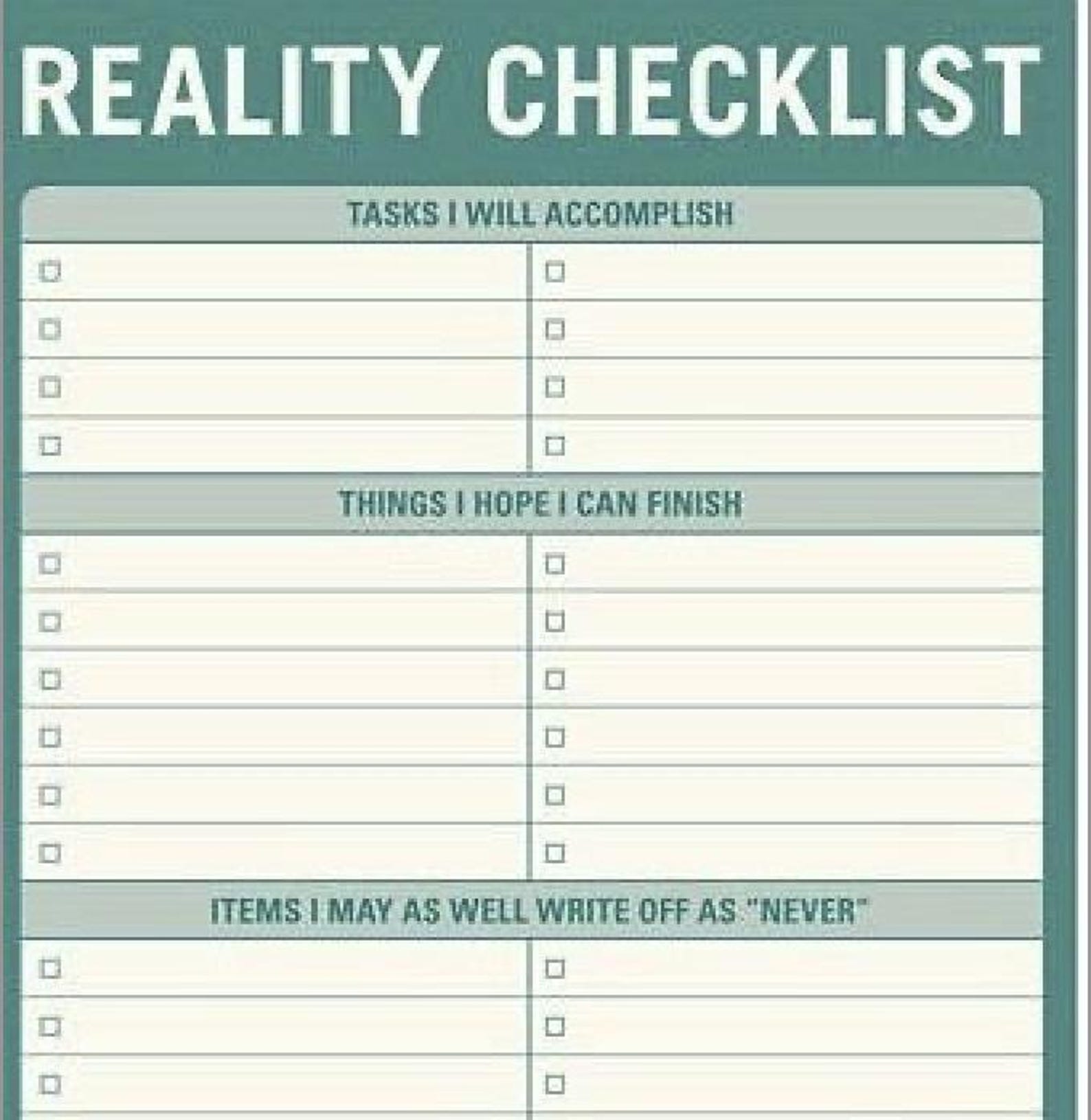 Situational Reality Checklist - Etsy