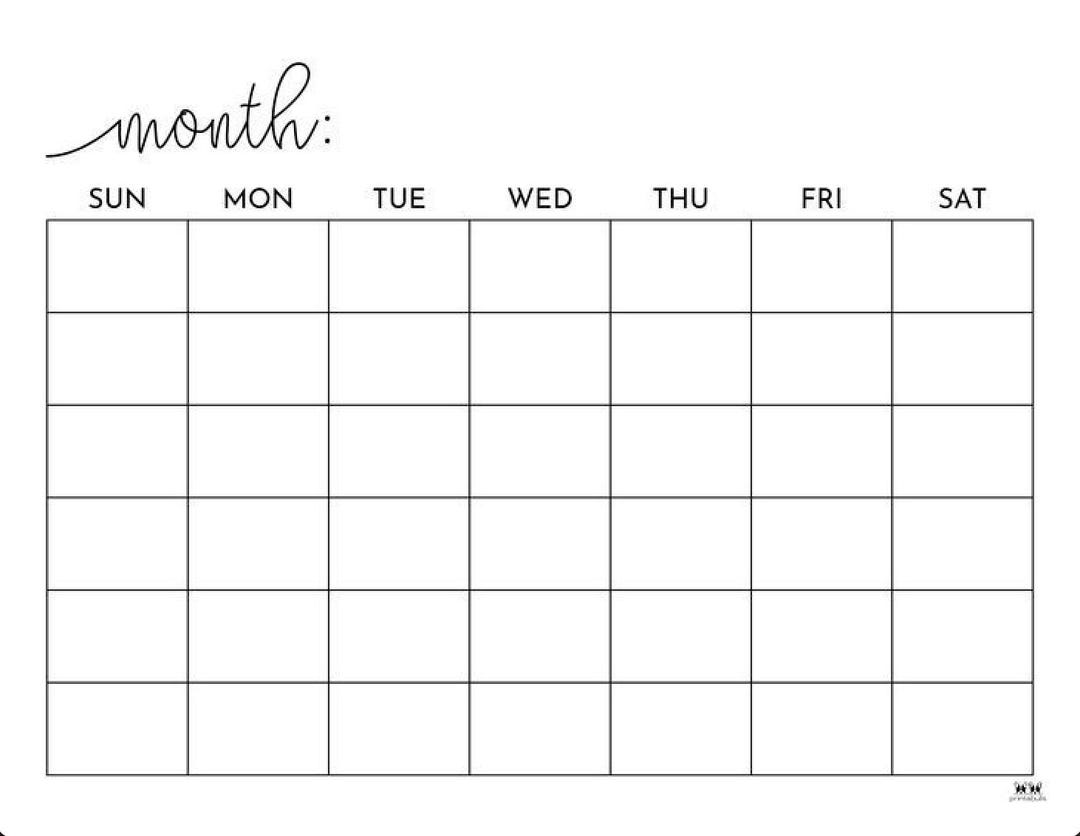 Undated Monthly Calendar Template - Etsy