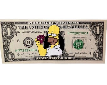 Simpsons Collection Money Art, Set of 3 Dollar Bill Artwork Lisa, Bart ...