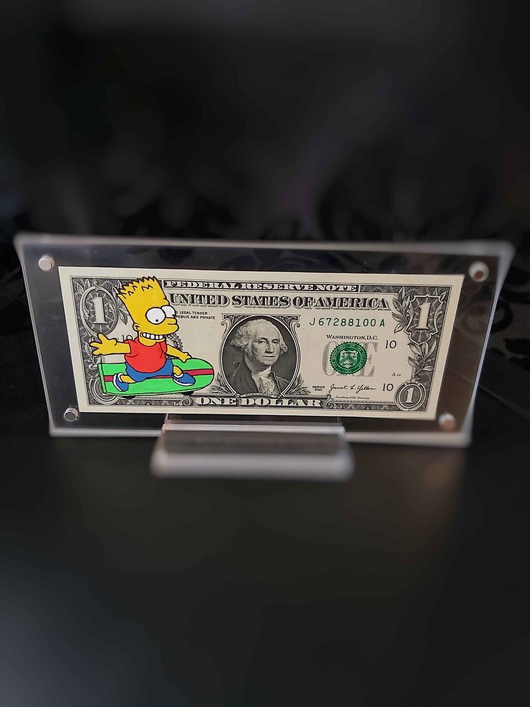 Bart Simpson the Simpsons Dollar I Dollar Art I on a Real Dollar ...