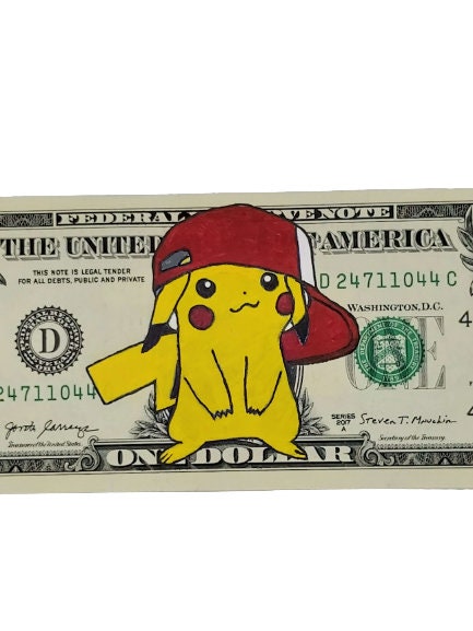 Pikachu With Cap Pokemon Dollars/pokemon Cards - Etsy