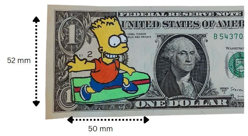 Bart Simpson - the Simpsons Dollar I Dollar Art I on a Real Dollar ...