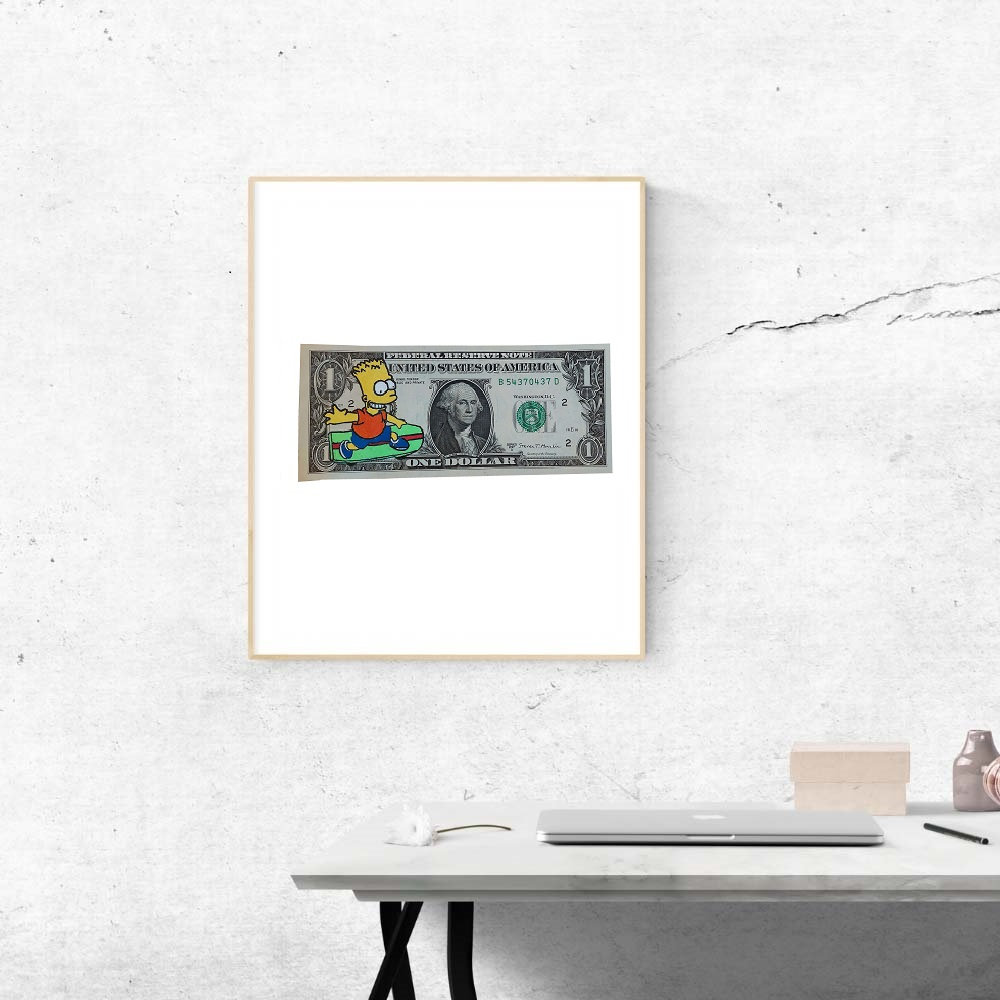 Bart Simpson - the Simpsons Dollar I Dollar Art I on a Real Dollar ...