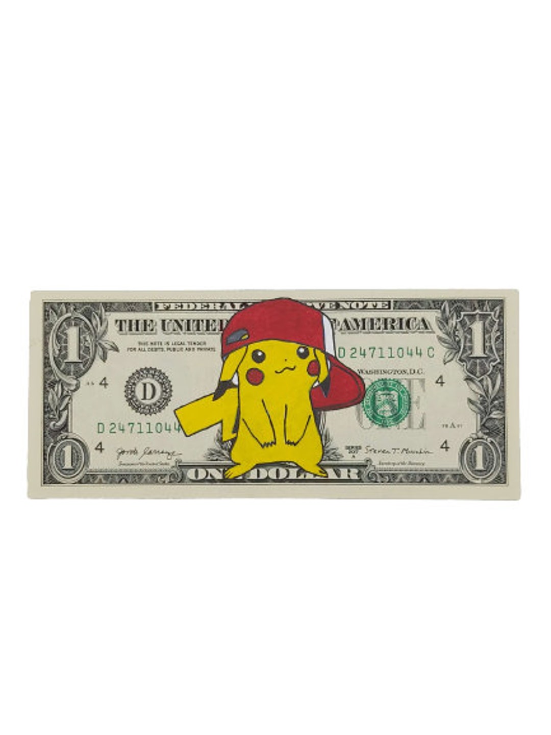 Pika With Cap Pokemon Dollar/pokemon Cards on a Real Dollar Bill ...