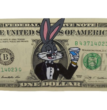 Bugs Bunny Dollar Art on a Real Dollar Bill, Original Gift, Hand-painted Artwork, Unique Piece ...