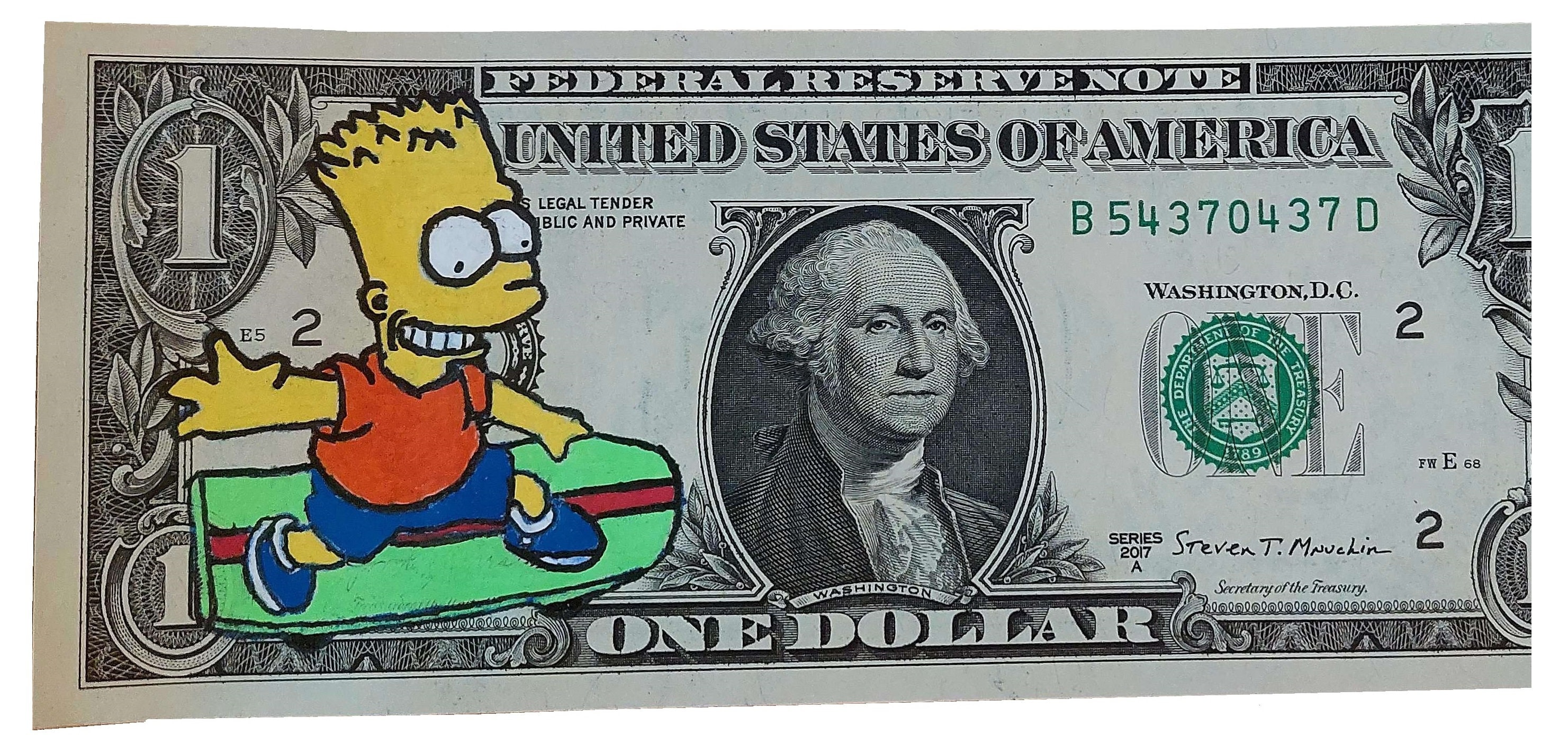 Bart Simpson - the Simpsons Dollar I Dollar Art I on a Real Dollar ...