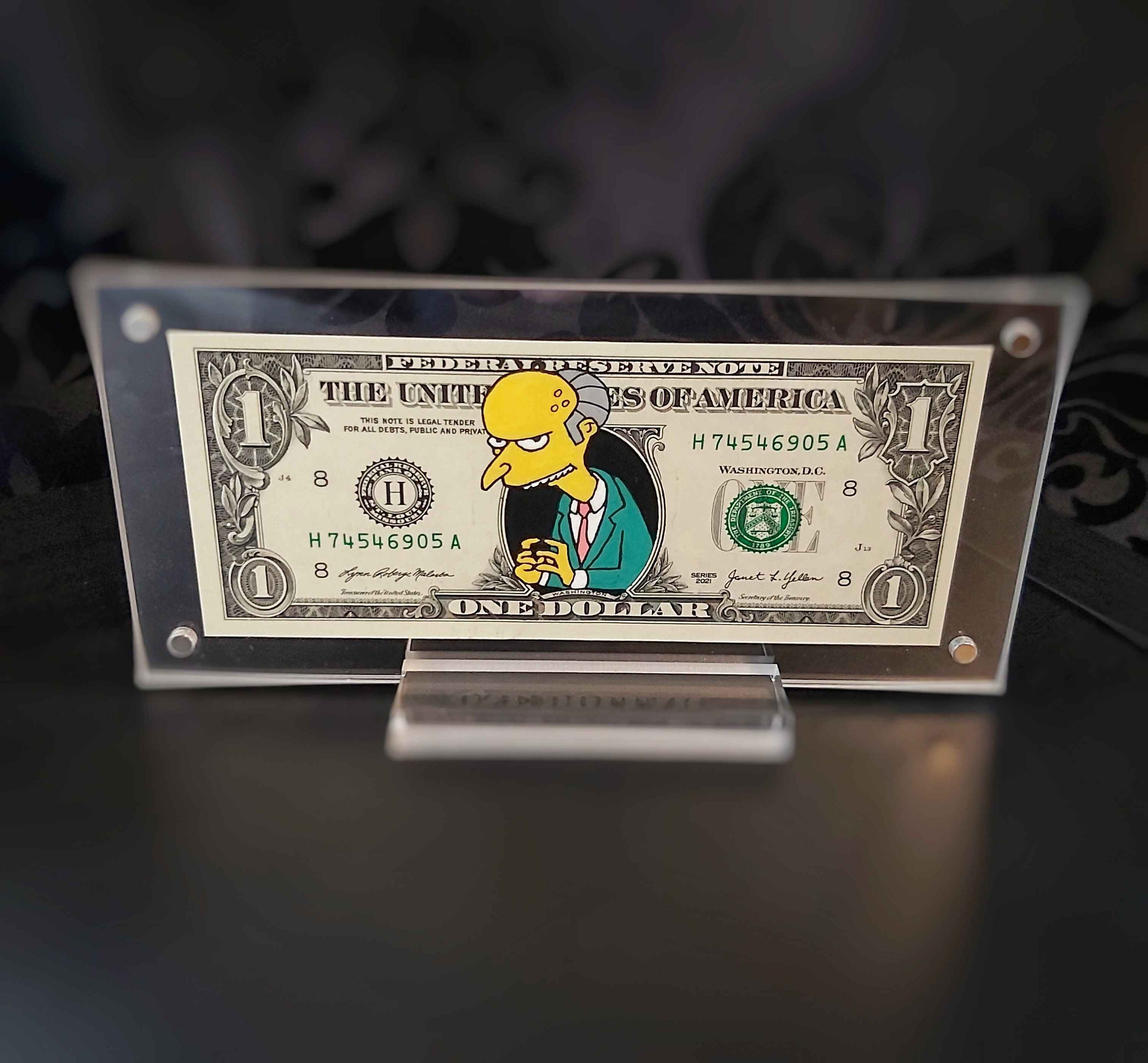 Mr. Burns the Simpsons Dollar I Dollar Art I on a Real Dollar, Original ...