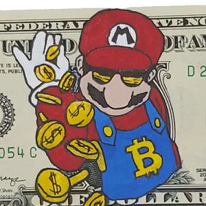 Dollar Bae Mario - Mario Dollar | on a Real Dollar Bill, Original Gift ...