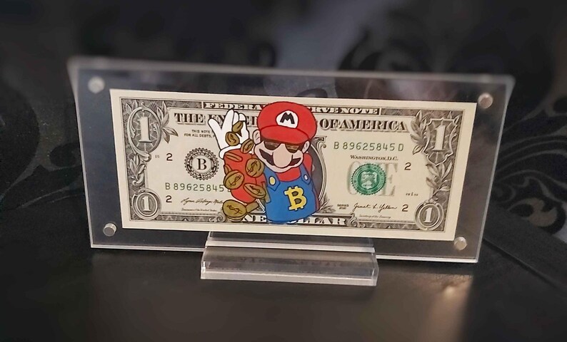 Dollar Bae Mario - Mario Dollar | on a Real Dollar Bill, Original Gift ...
