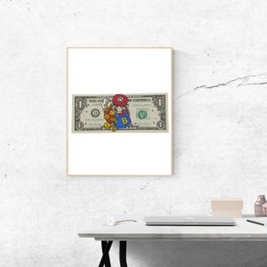 Dollar Bae Mario - Mario Dollar | on a Real Dollar Bill, Original Gift ...