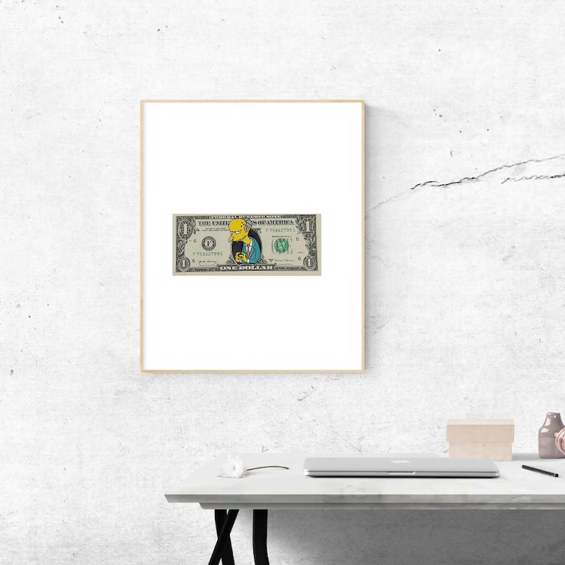 Mr. Burns - the Simpsons Dollar I Dollar Art I on a Real Dollar ...