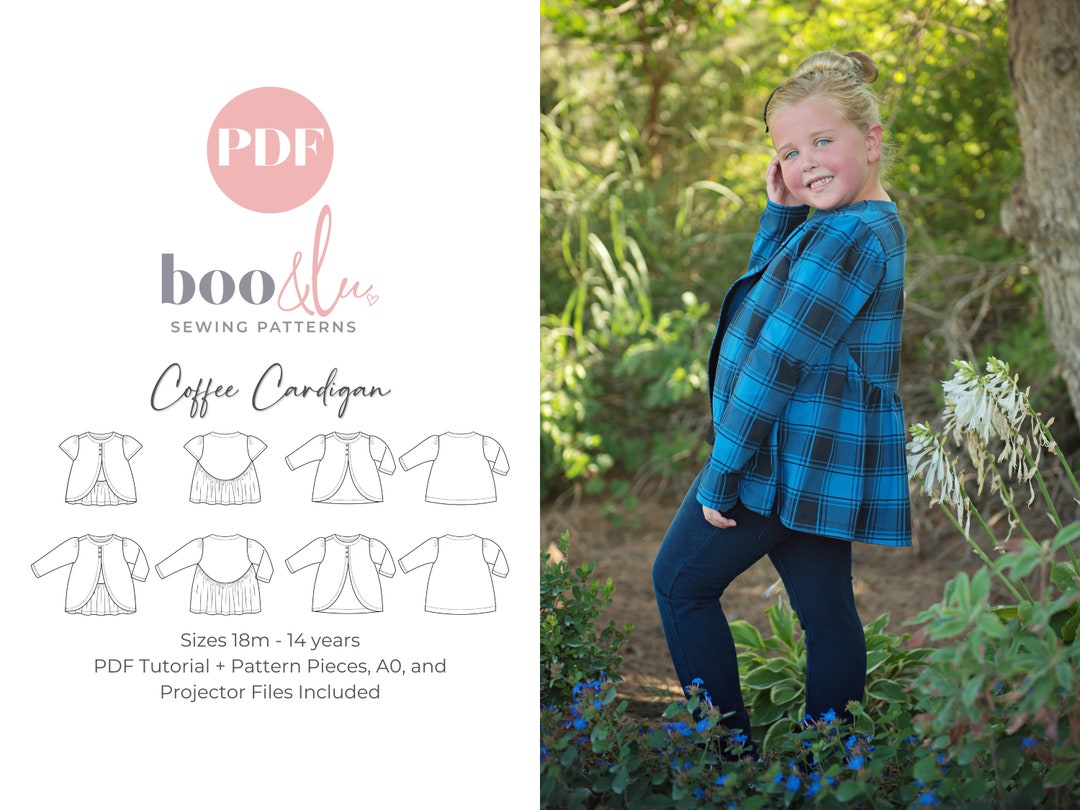 Coffee Cardigan PDF Sewing Pattern: Knit Dress (18 Months - 14 Years ...