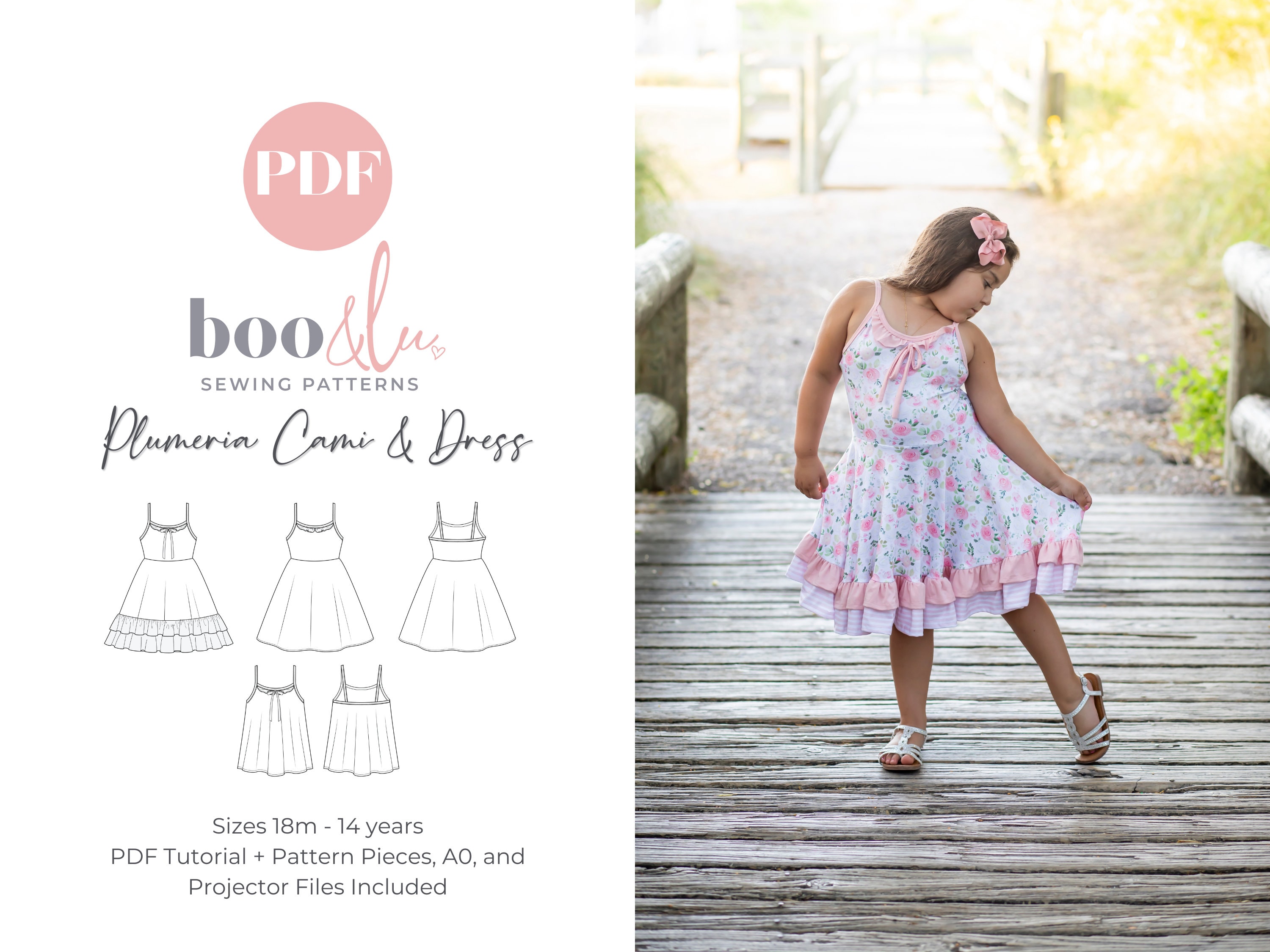 Twirly Cami & Dress PDF Sewing Pattern Double Ruffle Skirt Ruffle ...